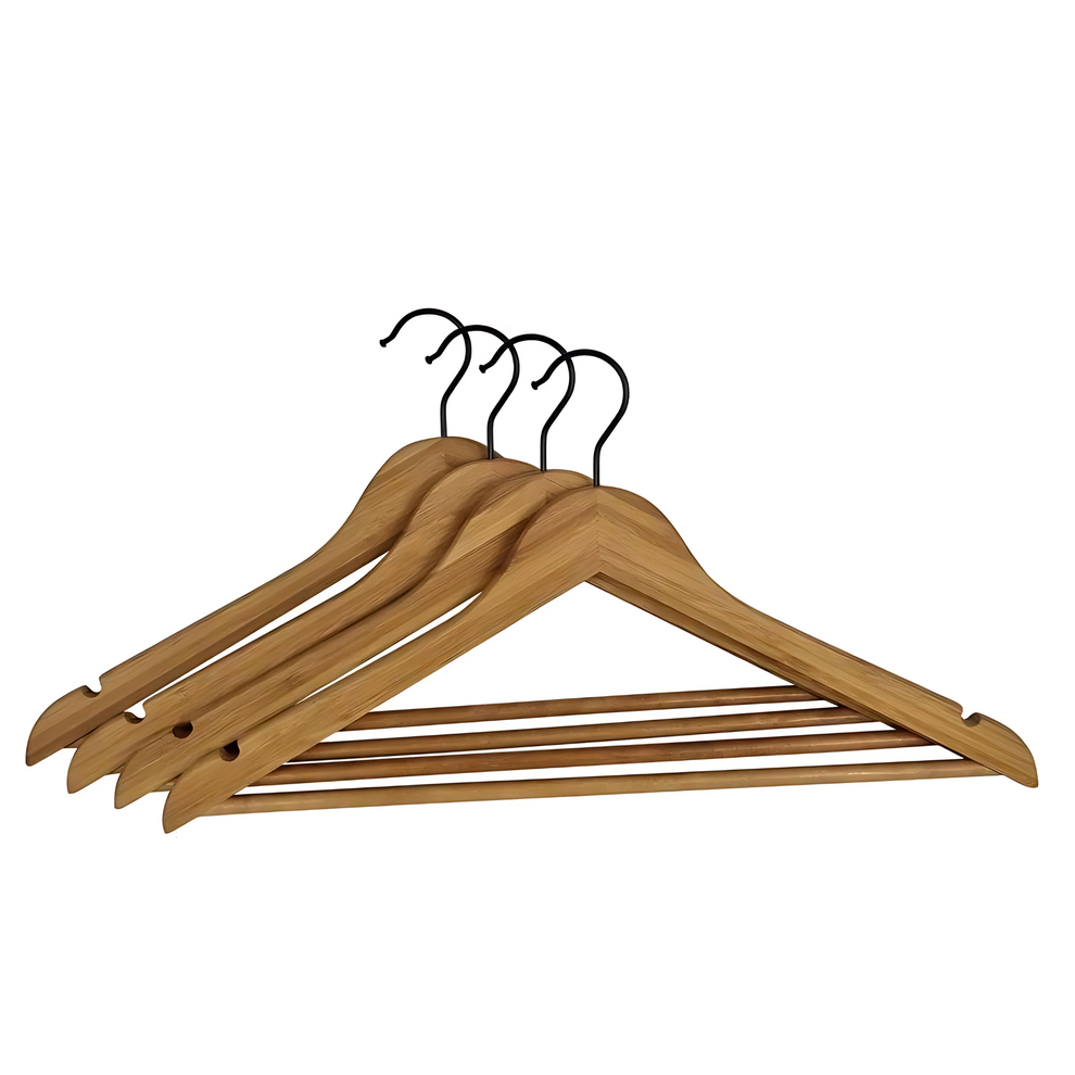 Bamboo Coat Hangers 4 Pack – Black Matte Hook – Imperial Glass and Timber